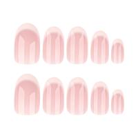 China Medium Almond Glossy Finish French Tip Press On Nails Quick Application for sale