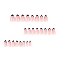 China Glossy Finish Medium Almond French Tip Press On Nails Long Lasting Wear for sale