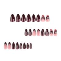 China FDA Long Almond Polka Dot Nails Finish Vintage Rhinestone 3D Nails Bow Design for sale