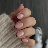 China Short Oval Glossy Design French Tip Press On Nails Gentle On Natural Nails for sale