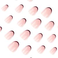 China Short Oval Glossy Design French Tip Press On Nails Gentle On Natural Nails for sale