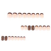 China Square Leopard French Tip Press On Nails Medium Manicure Long Nails for sale