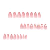 China Medium Almond Flower Design 3D False Nails Gilded Instant Manicure for sale