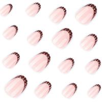 China Polka Dot Almond French Nails Instant Manicure Short Nails FDA for sale