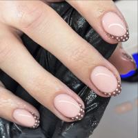 China Polka Dot Almond French Nails Instant Manicure Short Nails FDA for sale