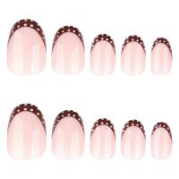 China Polka Dot Almond French Nails Instant Manicure Short Nails FDA for sale