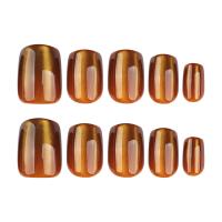 China Glossy Finish Cat Eye Artificial Nails Short Square Cat Eye Press On Nails for sale