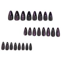 China Black Purple Galaxy Cat Eye Nails Magnetic 24pcs Long Almond Nails for sale