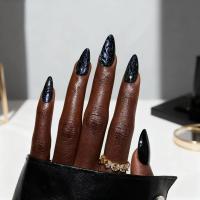 China 24pcs Blue Black Galaxy Cat Eye Manicure Almond Reusable Fake Nails for sale
