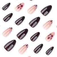 China 24pcs Dark Brown Leopard Floral Press On Nails Almond Glossy for sale
