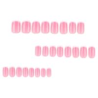 China Short Square French Tip Press On Nails Pink Glossy For Daily Office Wear for sale