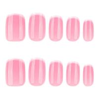 China Short Square French Tip Press On Nails Pink Glossy For Daily Office Wear for sale