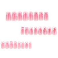 China Medium Coffin French Tip Press On Nails Cute Pink French Press On Nails For Girls for sale