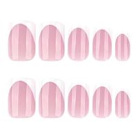 China Medium Square French Tip Nails Press On No Nail Salon Visit Needed for sale