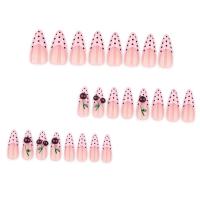 China Polka Dot French Tip Nails Fake Long Almond French Tip Manicure Nails for sale