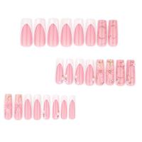 China Luxury Press On Nails With Gems FDA Coffin Rhinestone Nails Pink for sale