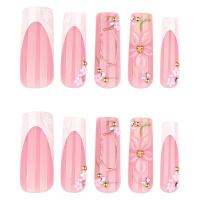 China Luxury Press On Nails With Gems FDA Coffin Rhinestone Nails Pink for sale