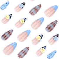 China FDA Almond 3D Nails Cute Retrobutton Flower Bright Polka Dot Nails for sale