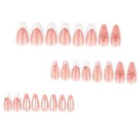 China Palace Style 3D Press On Nails Nude Pink Almond Nails For Wedding Party for sale