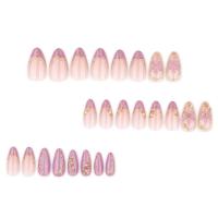 China Luxury Palace Style 3D Press On Nails Nude Pink Cat Eye Nails For Wedding for sale