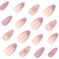 China Luxury Palace Style 3D Press On Nails Nude Pink Cat Eye Nails For Wedding for sale
