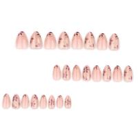 China Nude Pink Almond Cat Eyes Press On Nails 24pcs Chinese Style 3D False Nails for sale