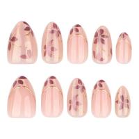 China Nude Pink Almond Cat Eyes Press On Nails 24pcs Chinese Style 3D False Nails for sale