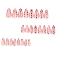 China Vintage Polka Dot Cat Eye False Nails Stiletto Nude Pink False Nails for sale