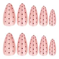 China Vintage Polka Dot Cat Eye False Nails Stiletto Nude Pink False Nails for sale