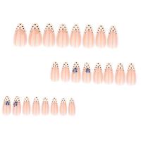 China Cute Blueberry French Tip Press On Nails Nude Almond White with Black Polka Dots for sale