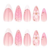 China Nude Pink Almond 3D Press On Nails For Wedding Daily Dating for sale