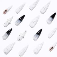 China Gothic Black White Press On Holiday Nails Stiletto Bow Design Dark Bride for sale