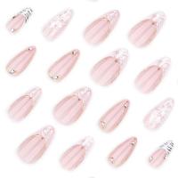 China Nude Stiletto French Tip Artificial Nails Mirror Powder Border For Party Daily Dating for sale