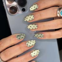 China Sage Green Dot Cat Eyes Nails Cat Eye Nail Art For Daily Office Wear for sale