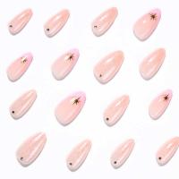 China Starry Glitter French Tip False Nails Medium Almond Rhinestone For Dating Party for sale