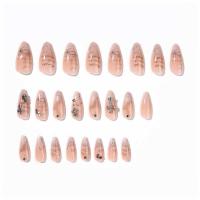 China Vintage Punk Cross Rhinestone Press On Nails Medium Fake Nails With Jewels for sale