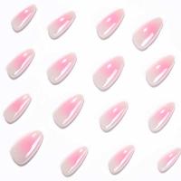 China Aurora Pink Ombre False Nails Glossy Pearl Long Almond Ombre Nails for sale