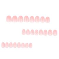 China White Polka Dot Pattern False Nails Short Squoval Nude Pink Press On Nails for sale