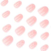 China White Polka Dot Pattern False Nails Short Squoval Nude Pink Press On Nails for sale