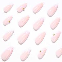 China Stiletto 24pcs Pattern Press On Nails Long Polka Dot French Nails for sale