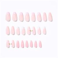 China Stiletto 24pcs Pattern Press On Nails Long Polka Dot French Nails for sale