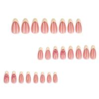 China 3D Pink Flower French Tip Press On Nails Long Almond Sweet Spring for sale
