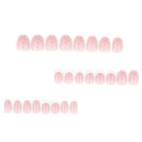 China Oval Nude Pink Fake Nails French Tip Pattern False Nails Gentle Vintage for sale