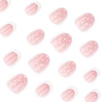China Oval Nude Pink Fake Nails French Tip Pattern False Nails Gentle Vintage for sale