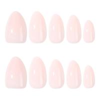 China Milk Pink Solid Color Fake Nails 24pcs Glossy Press On Nails ABS for sale