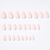China Milk Pink Solid Color Fake Nails 24pcs Glossy Press On Nails ABS for sale