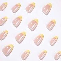 China Cream Yellow French Tip False Nails Glossy Nude Base For Women Daily Wear for sale