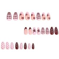 China Red Pink Star Almond Press On Nails Y2K Polka Dot Striped For Women for sale