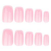 China Semi Transparent Square Press On Nails Pink For Daily Manicure for sale