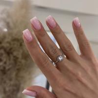 China Semi Transparent Square Press On Nails Pink For Daily Manicure for sale